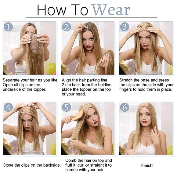 Hair | Human Hair Clipon Wig Topper For Hair Loss | Poshmark
